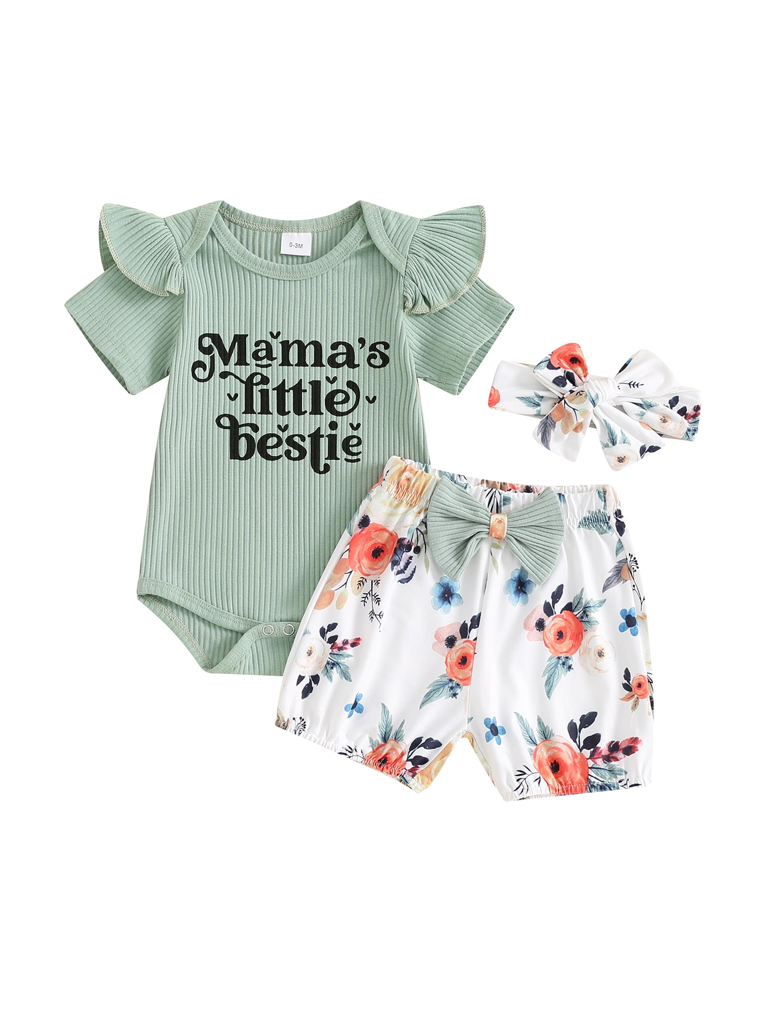 Baby Toddler Girl 3Pcs Summer Romper Clothing Set, 0 3 6 12 18 Months ...