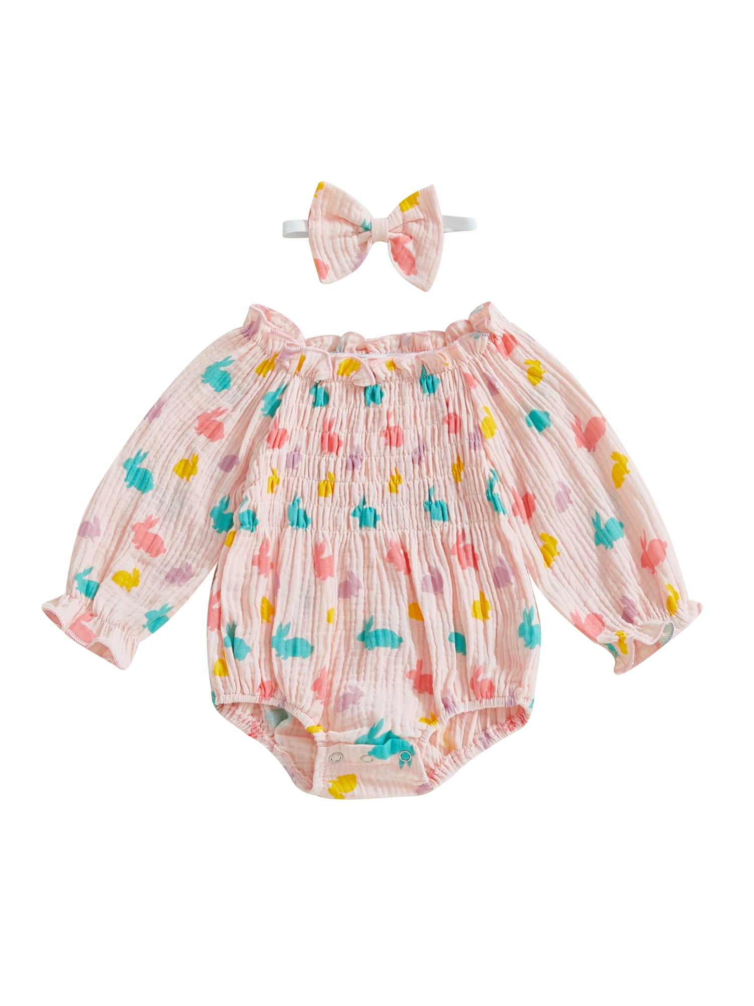 Baby Toddler Girl Easter Casual Romper 3 6 12 18 Months Long Sleeve Off ...