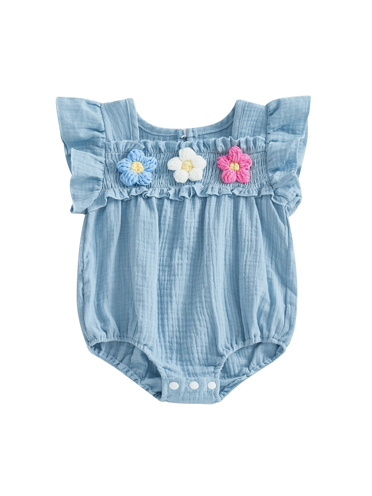 Baby Toddler Girl Romper 3 6 9 12 Months Smocked Flower Embroidery ...