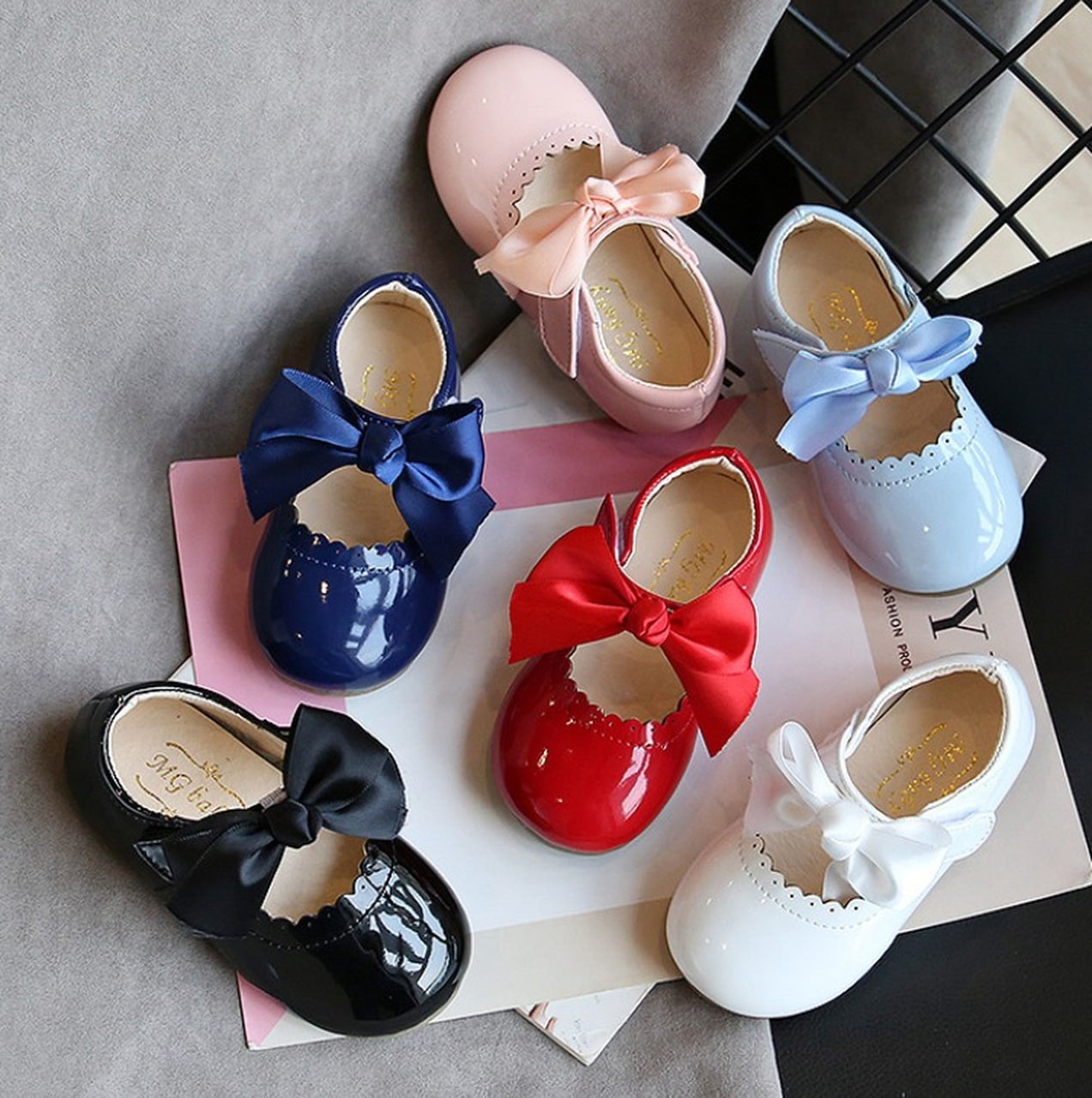 Baby Toddler Girl's Patent Bow Mary Jane Flats - Walmart.com