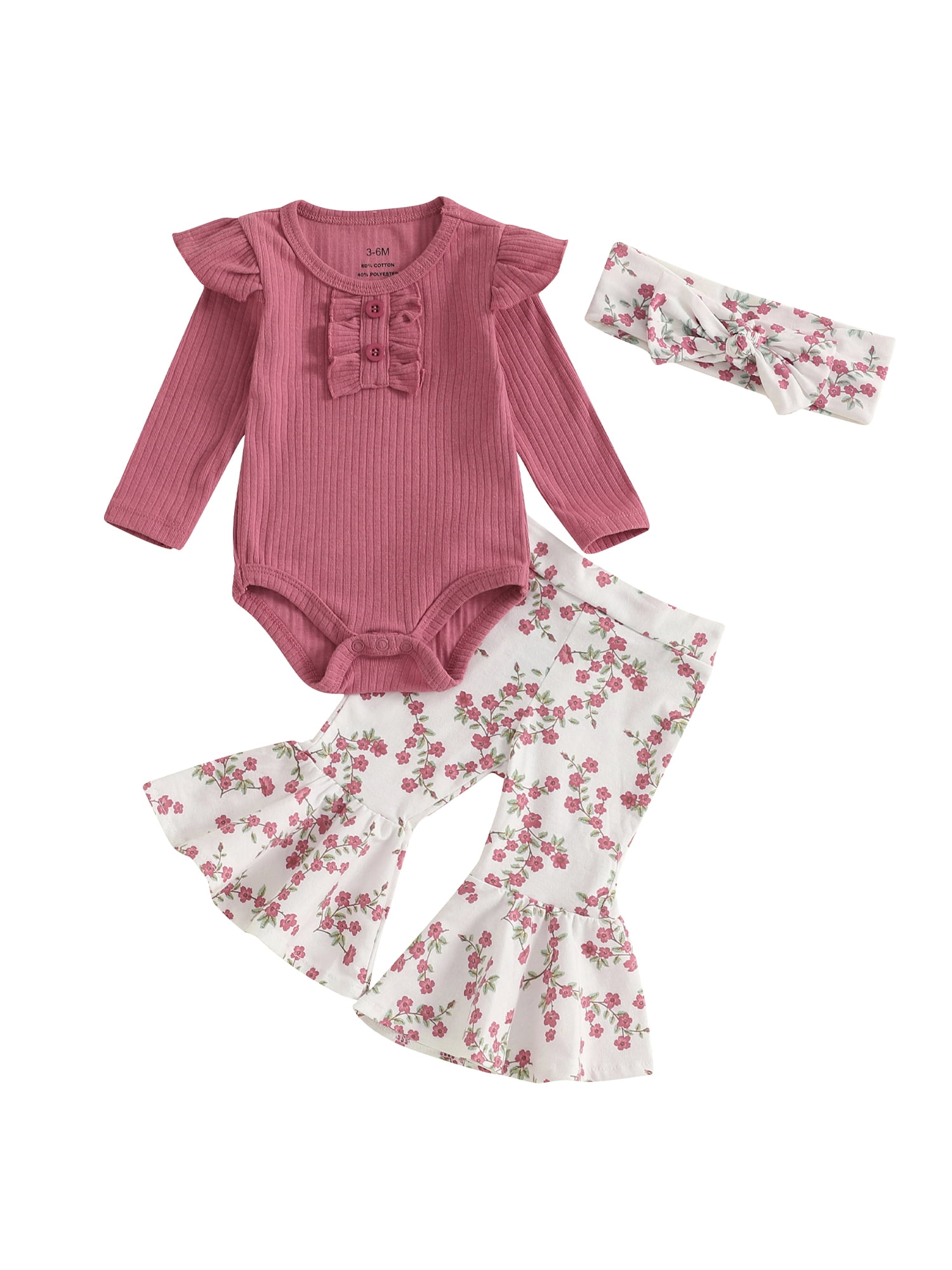 Baby Toddler Girls 3PCS Pants Clothing Sets 0 3 6 12 18 24 Months Long ...