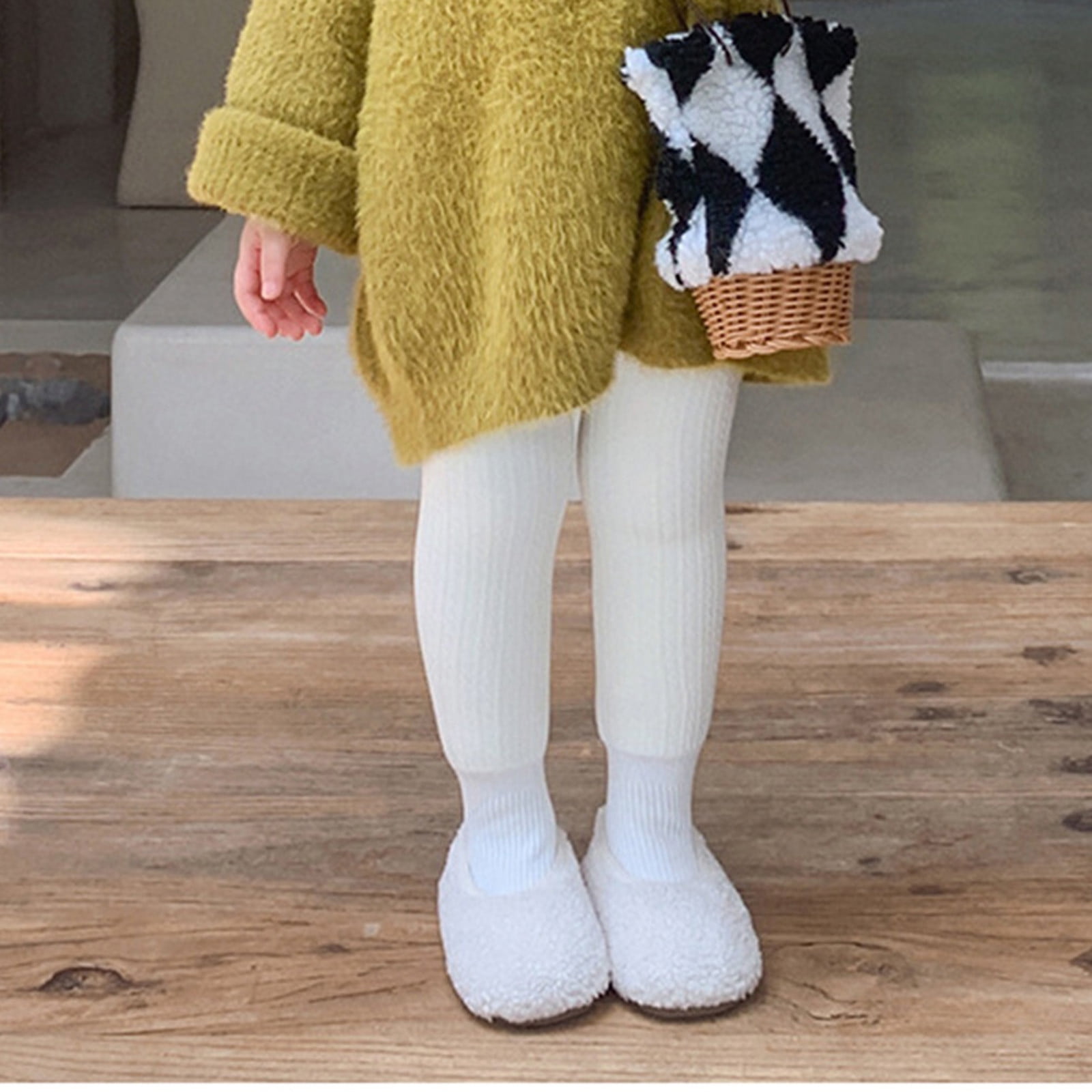 Baby Toddler Girls Cable Knit Tights Non- Seamless Lined Leggings ...