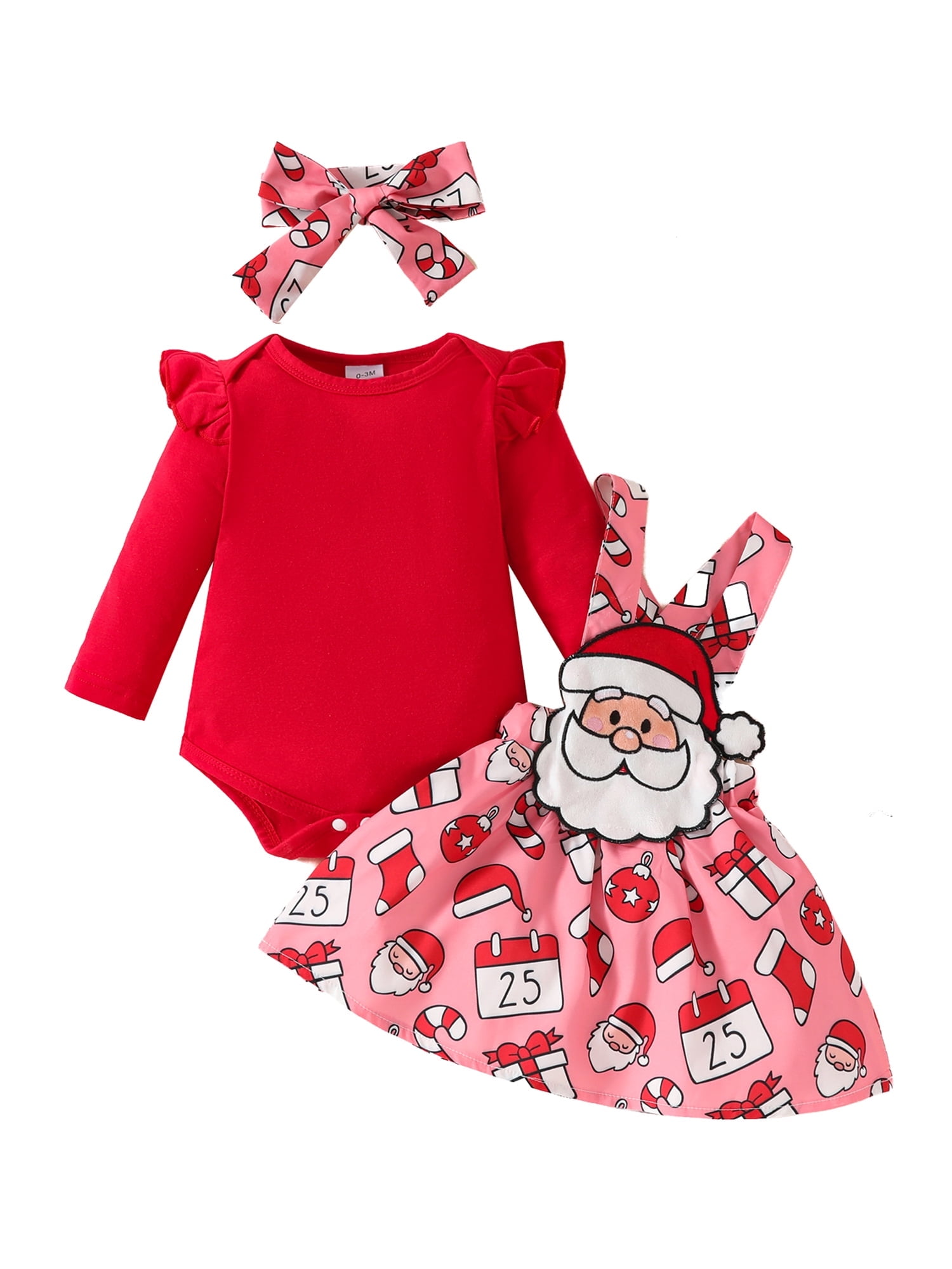 Baby Toddler Girls Christmas Outfit, 0 3 6 9 12 18 Months Long Sleeve Romper with Gingerbread ...