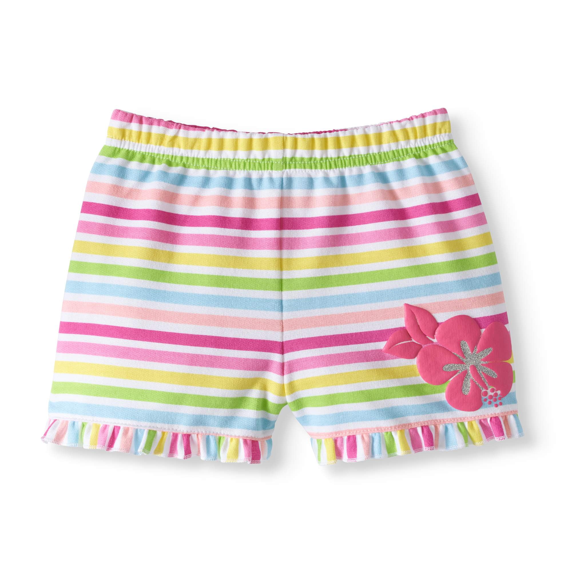 Baby Toddler Girls' Multi Stripe Ruffle Shorts - Walmart.com