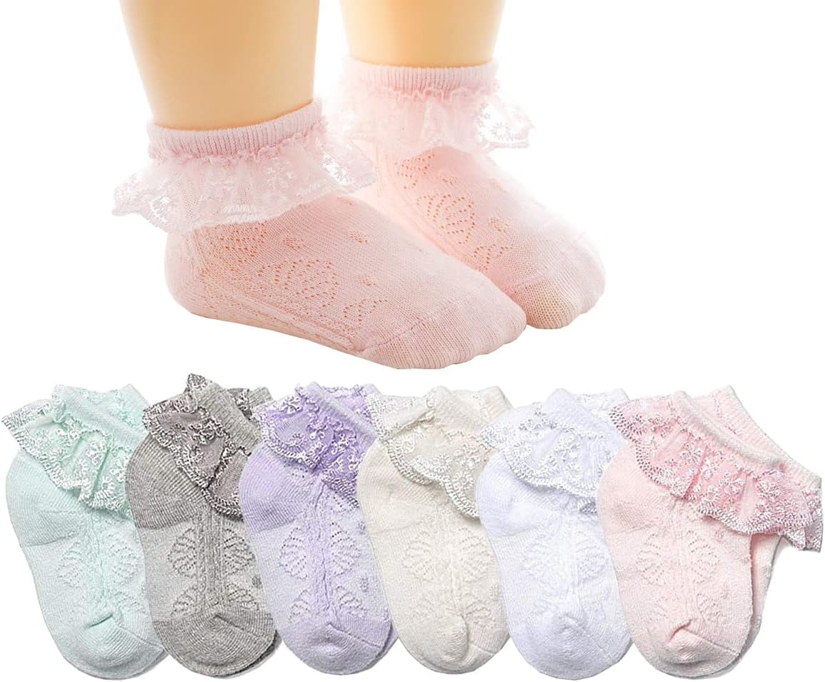 Baby Toddler Girls Princess Cotton Frilly Socks Lace Ruffle Pack of 4/5 ...