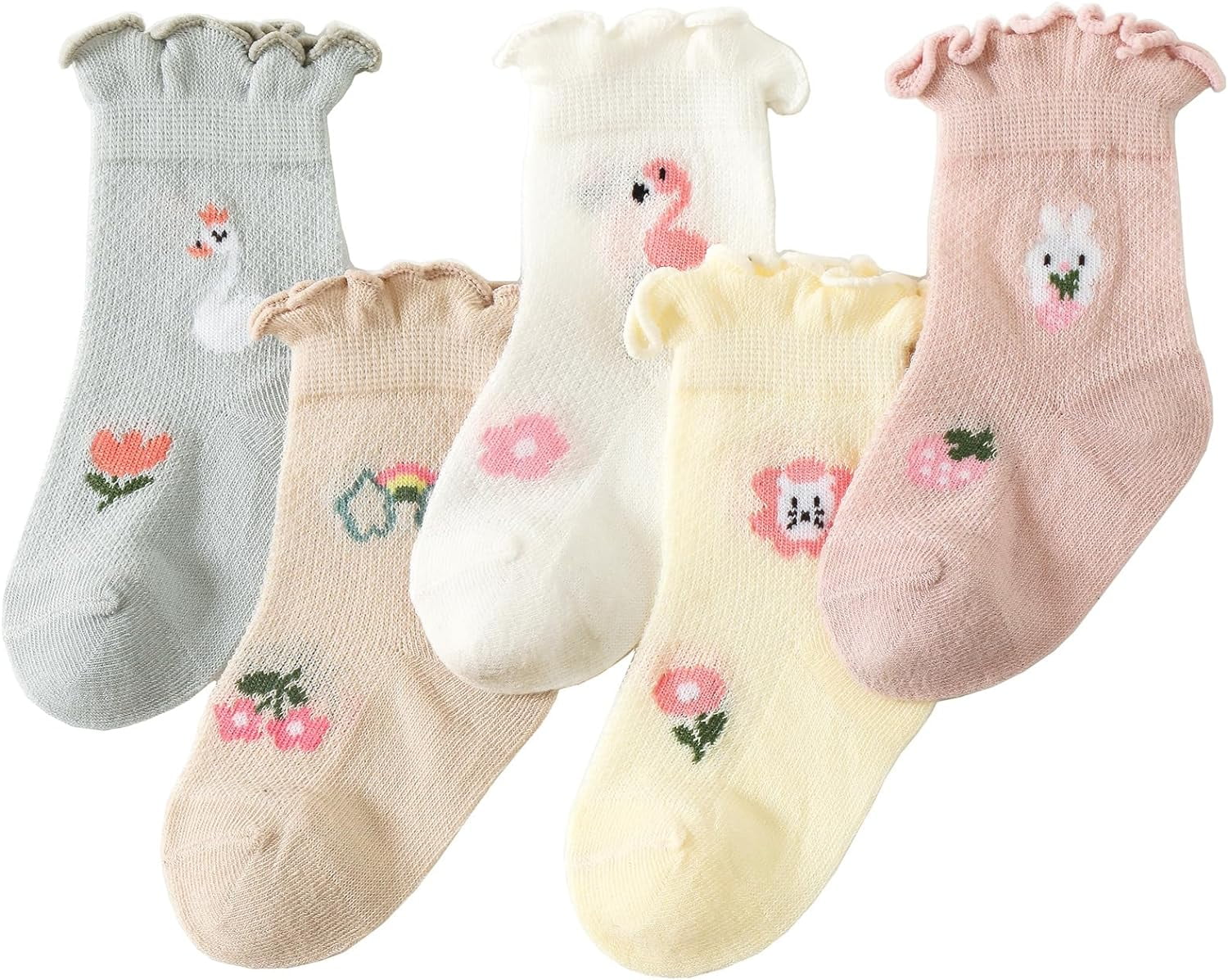 Baby Toddler Girls Princess Cotton Frilly Socks Lace Ruffle Pack of 4/5 ...