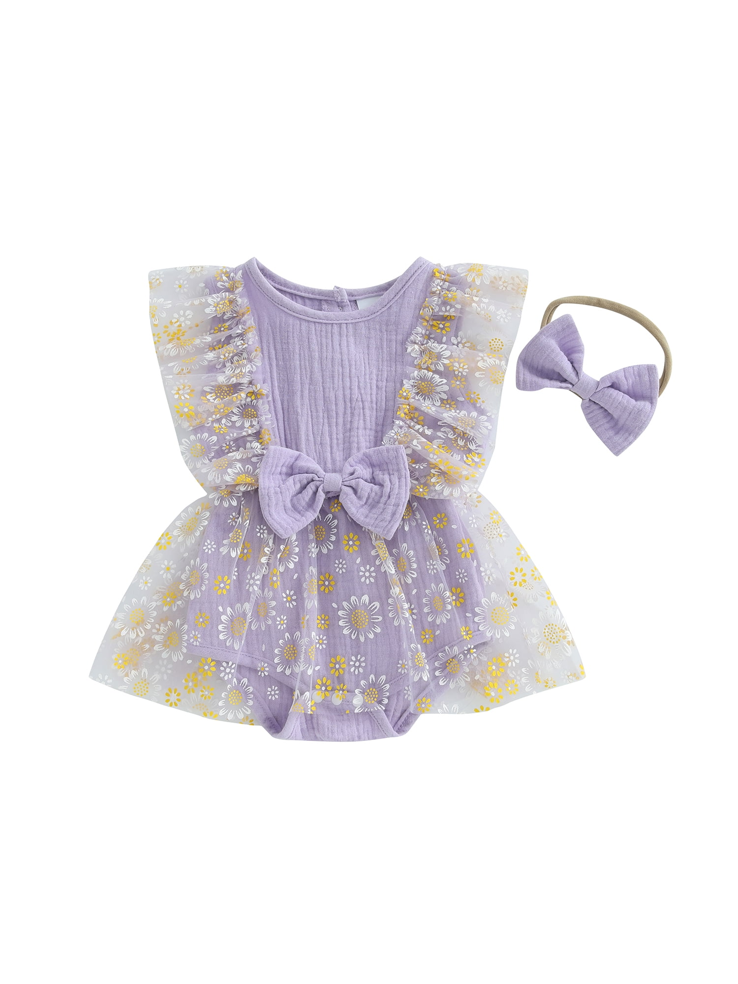 Baby Toddler Girls Rompers Dress 3 6 12 18 24 Months Round Neck Daisy ...