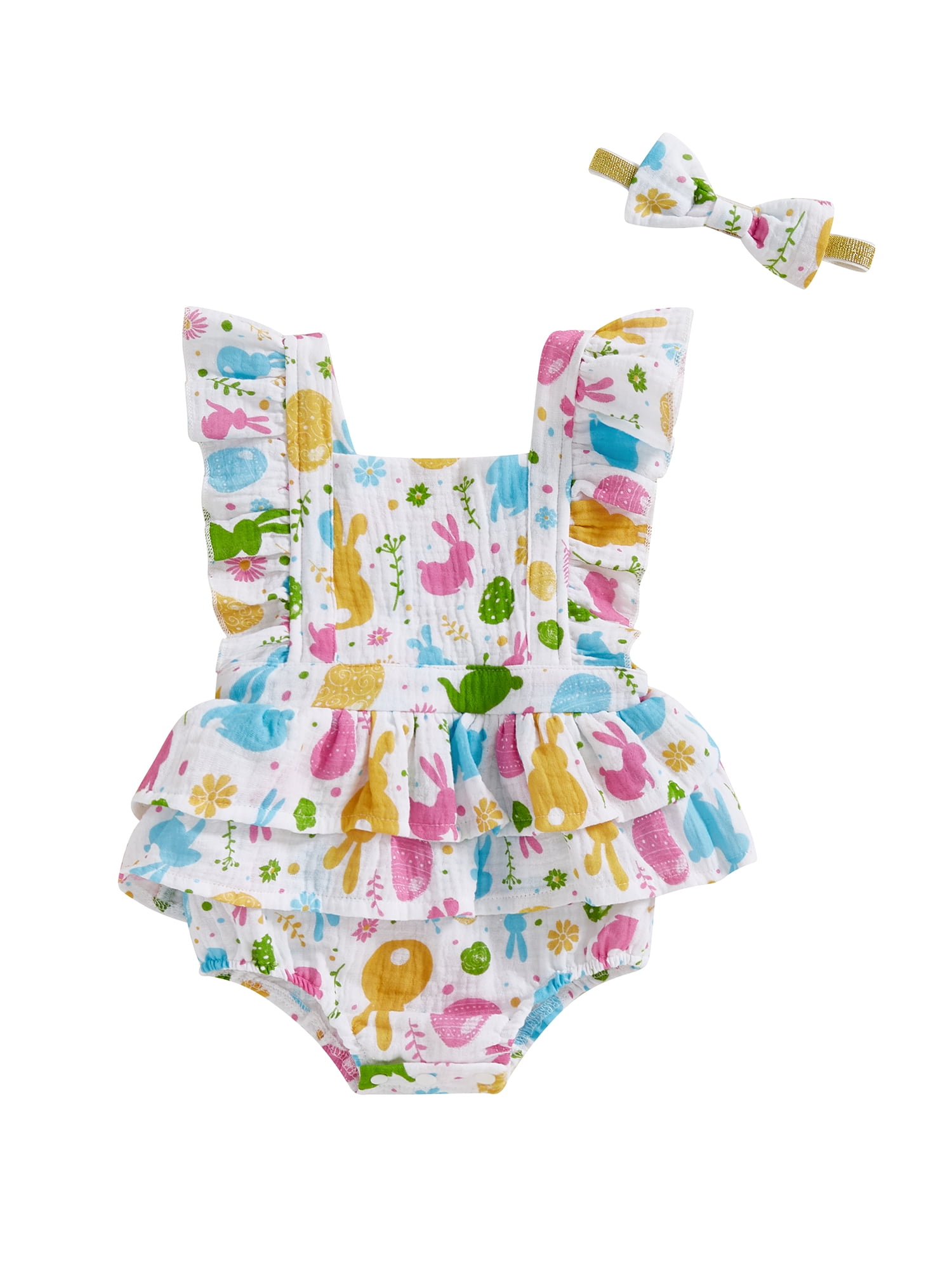 Baby Toddler Girls Rompers Easter Clothes 3 6 12 18 Months Eggs Rabbit ...
