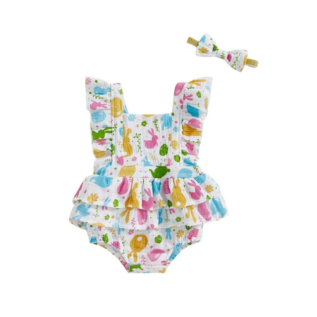 Baby Toddler Girls Rompers Easter Clothes 3 6 12 18 Months Eggs Rabbit ...