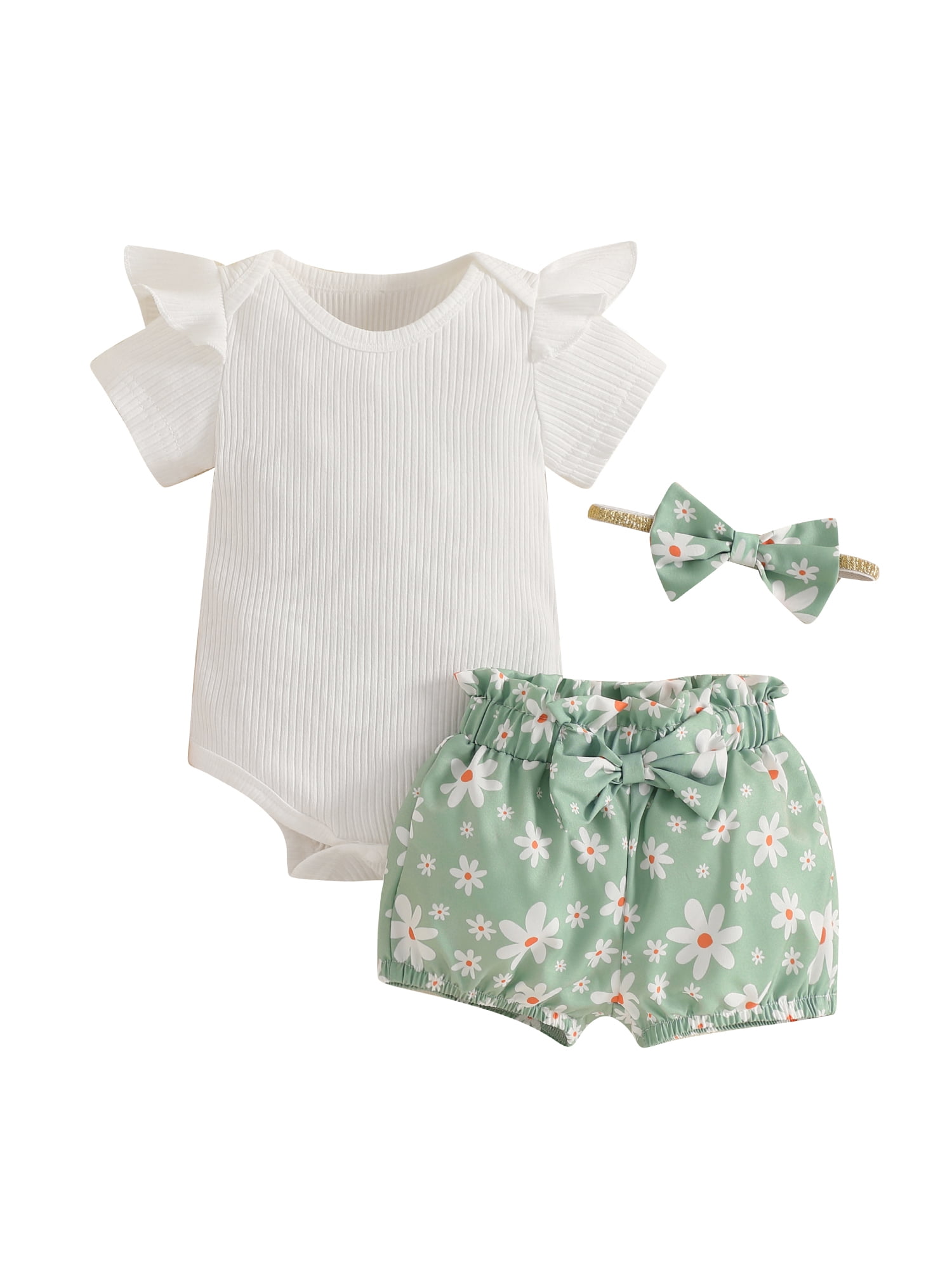 Baby Toddler Girls Shorts Clothes Set, 3 6 12 18 Months Short Sleeve ...