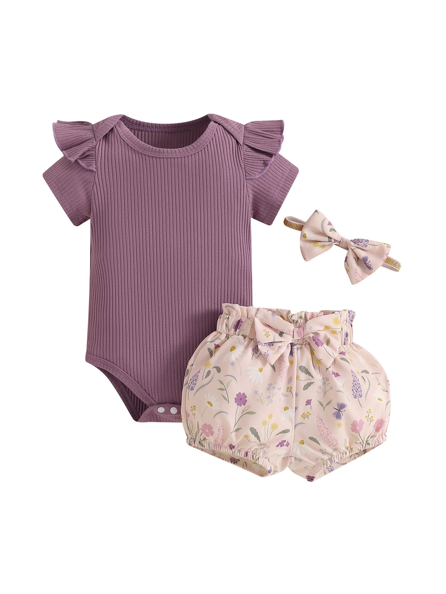 Baby Toddler Girls Shorts Clothes Set, 3 6 12 18 Months Short Sleeve ...