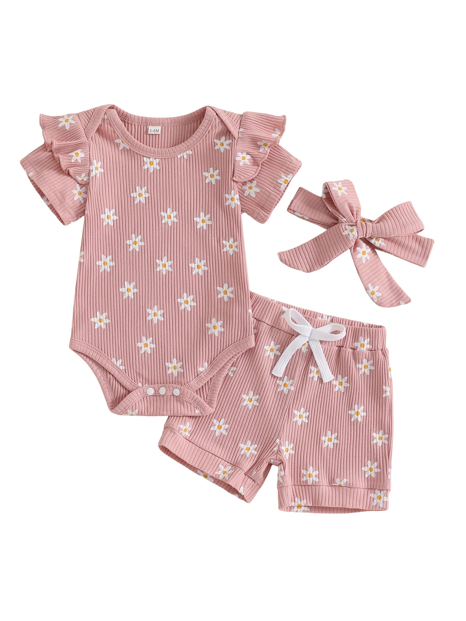 Baby Toddler Girls Summer Outfit 3 6 12 18 Months Short Sleeve Romper ...