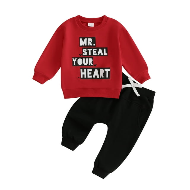 Baby Toddler Kids Boys 2-piece Valentine’s Day Clothing Set, 6 12 18 24 Months 2T 3T 4T Long ...