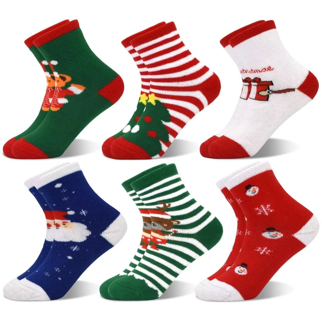 Baby Toddler Kids Christmas Socks 6 Pairs Colorful Crew Socks For Boys ...