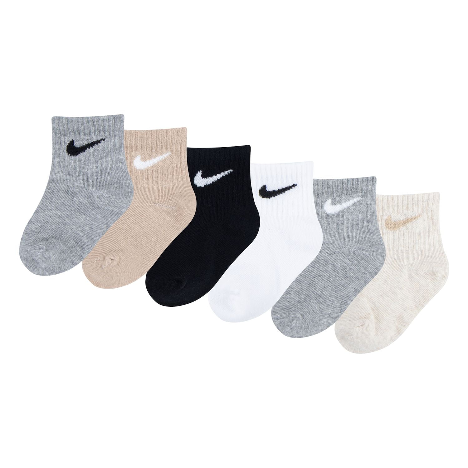 Baby & Toddler Nike Swoosh 6-Pack Ankle Socks Color: Neutral Size: 2T ...