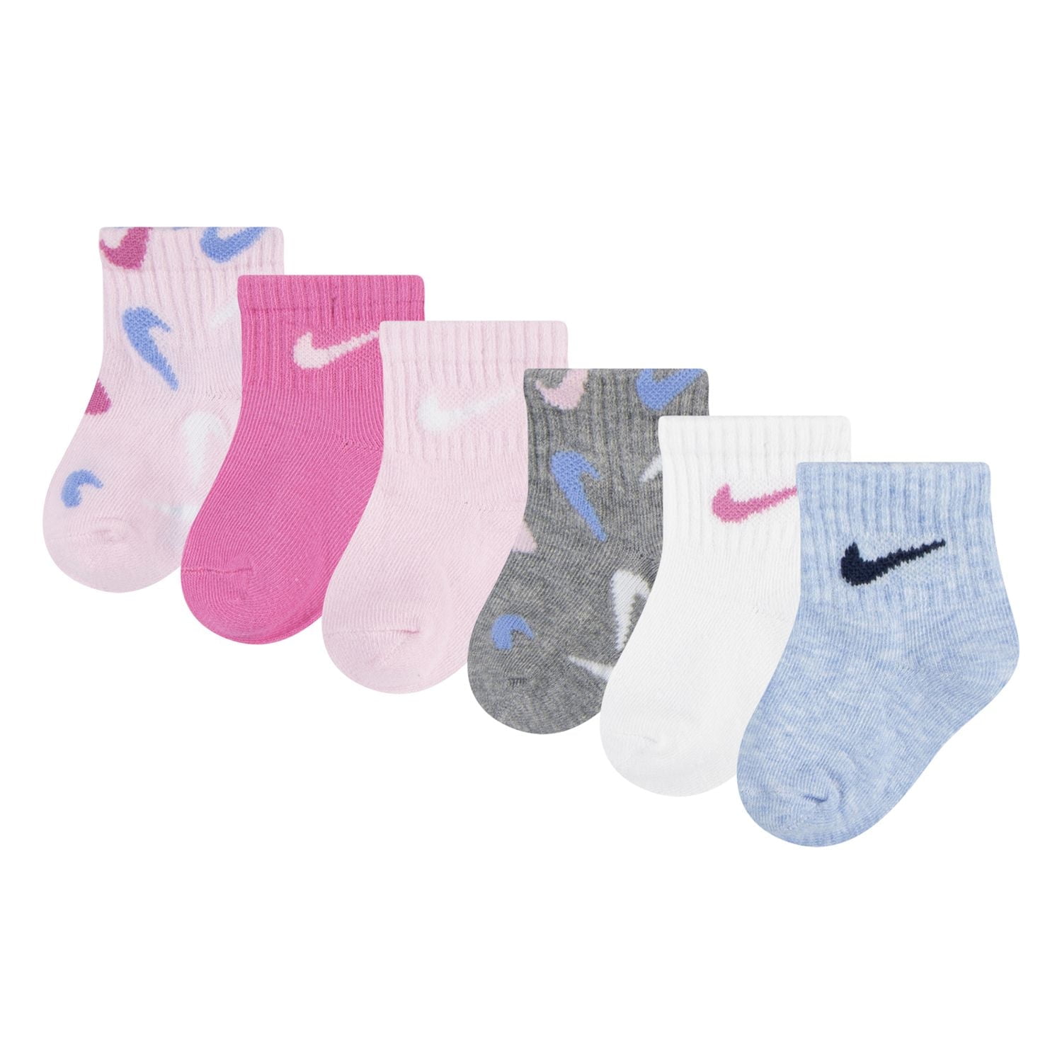 Baby & Toddler Nike Swooshfetti Ankle Socks 6-Pack Color: Pink Size: 2T ...