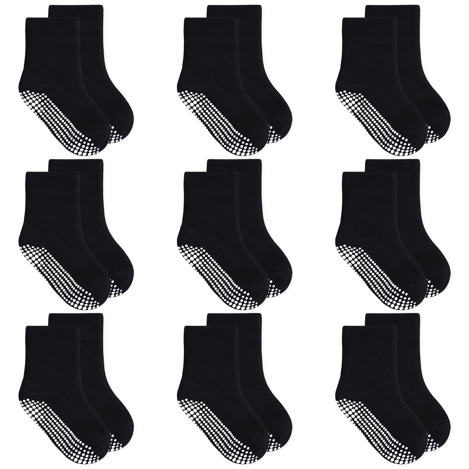 Baby Toddler Socks with Grip- 9 Pairs Anti-Skid Infant Socks for ...