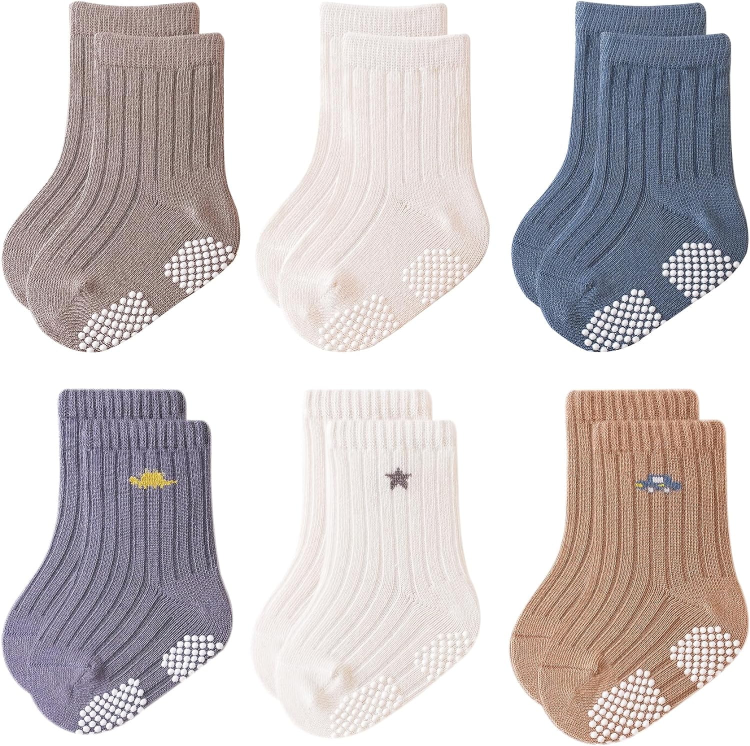 Baby Toddler Socks with Grips Kids Girl Boy Crew Ankle Socks Cotton ...