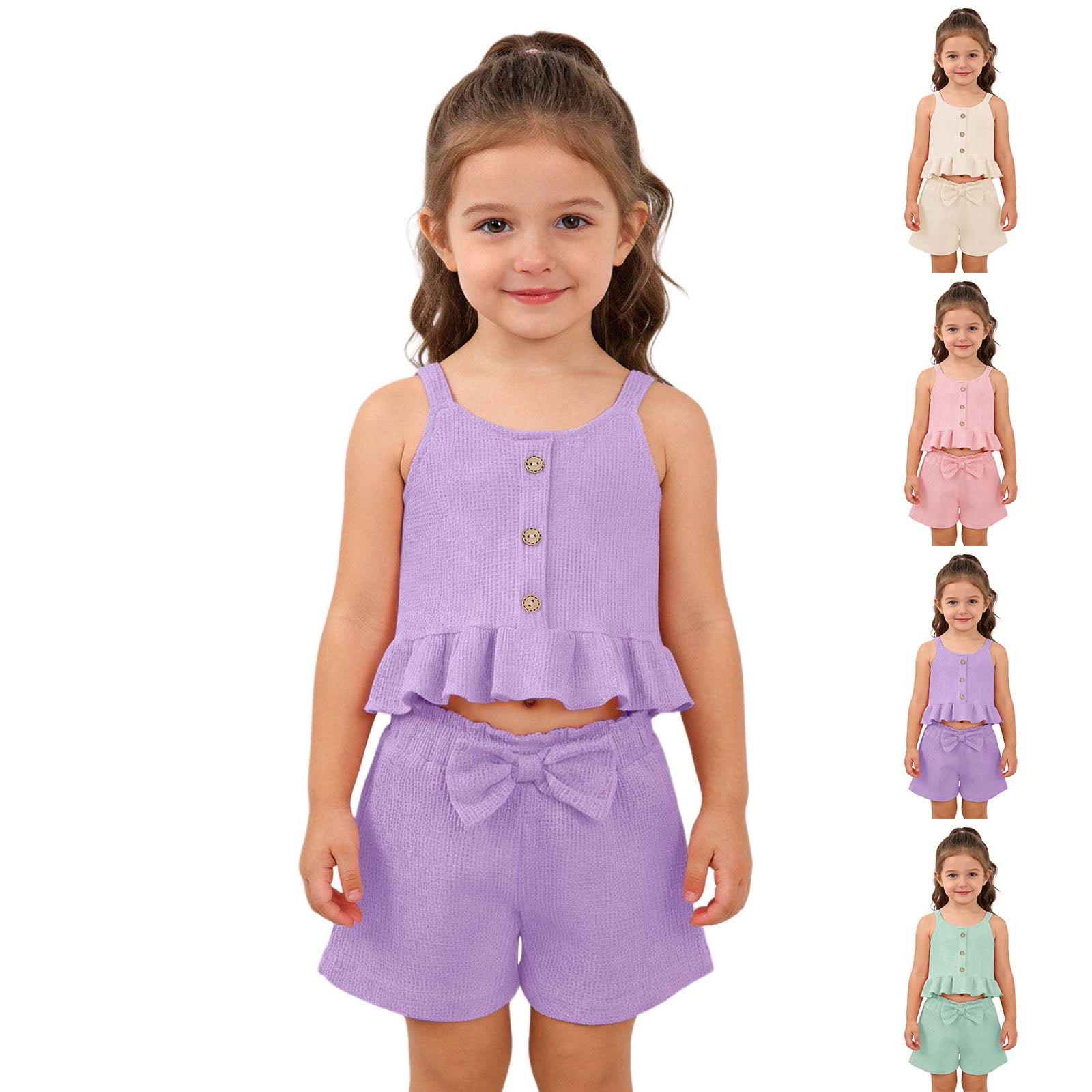 Baby Toddlers Cute Summer Clothes for Girls Spaghetti Strap Ruffle Crop ...