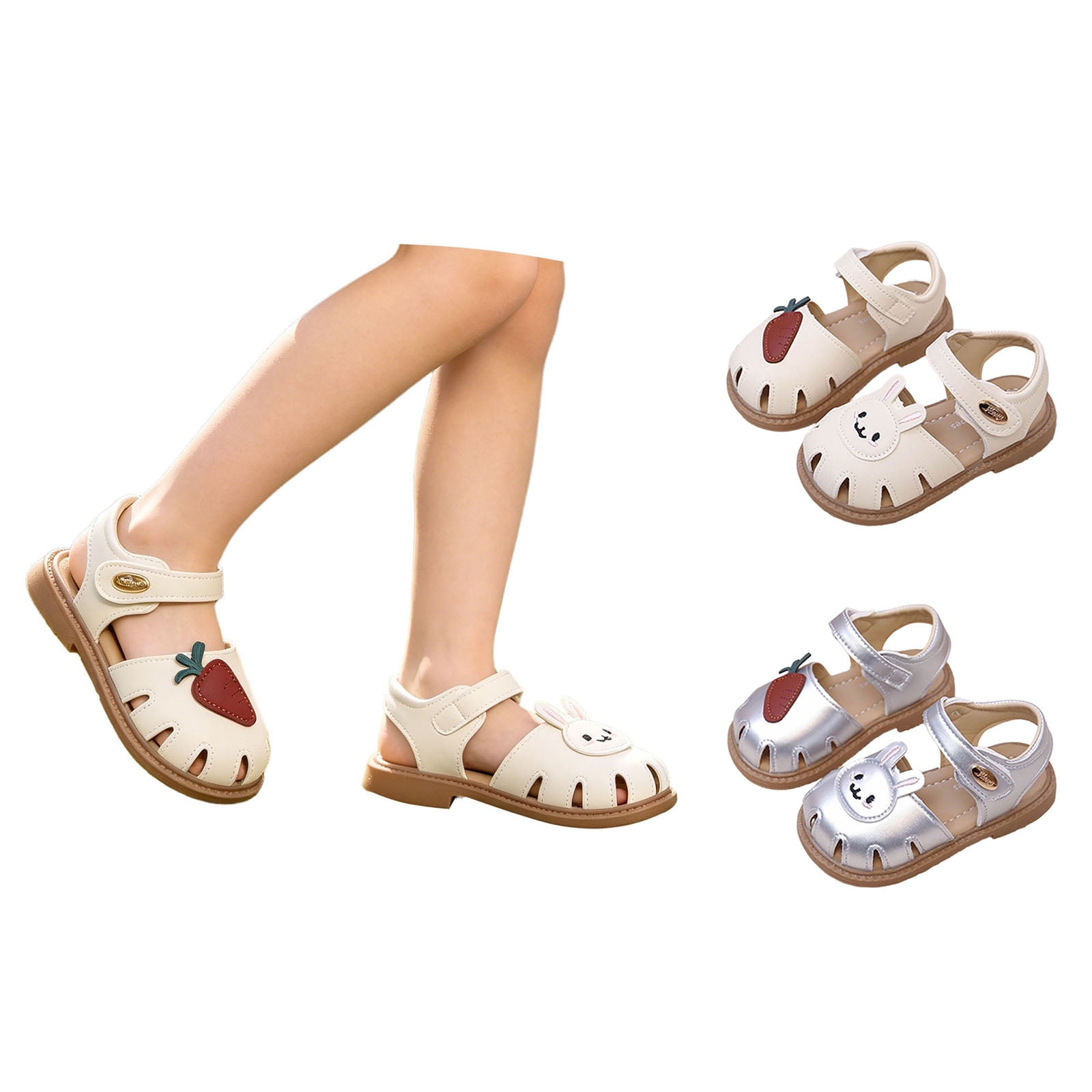 Baby Toddlers Sandals Girls Cute Closed Toe Dress Shoes Flat Sandals ...