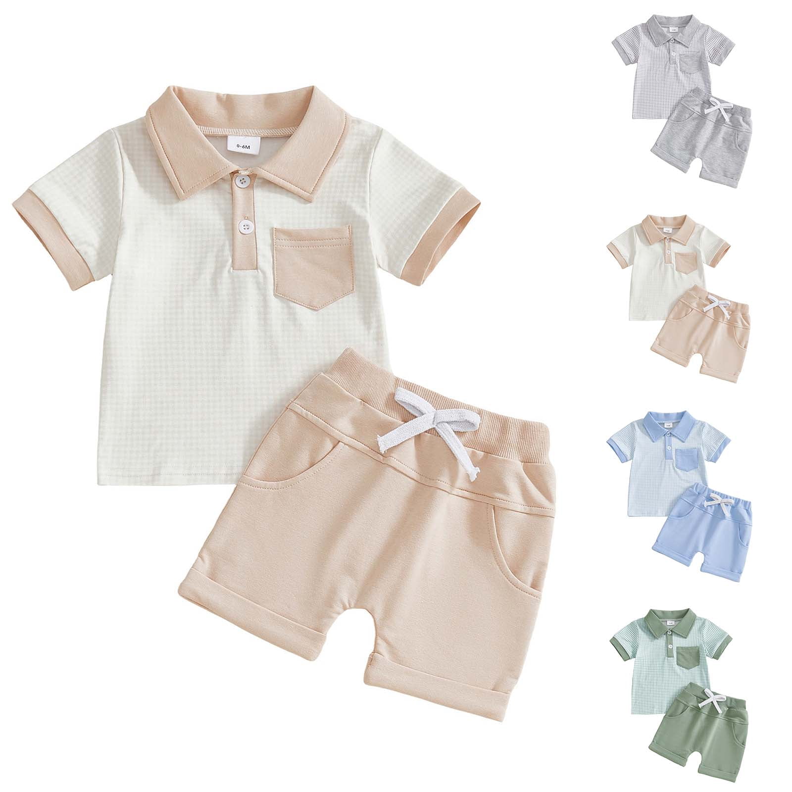 Baby Toddlers Summer Outfits for Kids Short Sleeve Plaid Polo Shirts ...