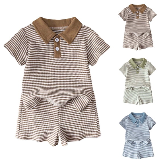 Baby Toddlers Summer Outfits for Kids Short Sleeve Striped Polo Shirts ...