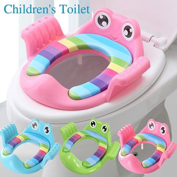 Baby Toilet Trainer Cute Cartoons Safe Handles Kids Toddler Potty Chair ...