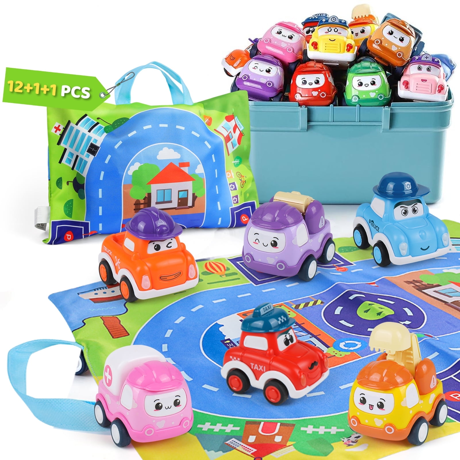 Mini Car Toys for 1 Year Old Boy Gifts, 12 Pcs Pull Back Cars Set Toys ...