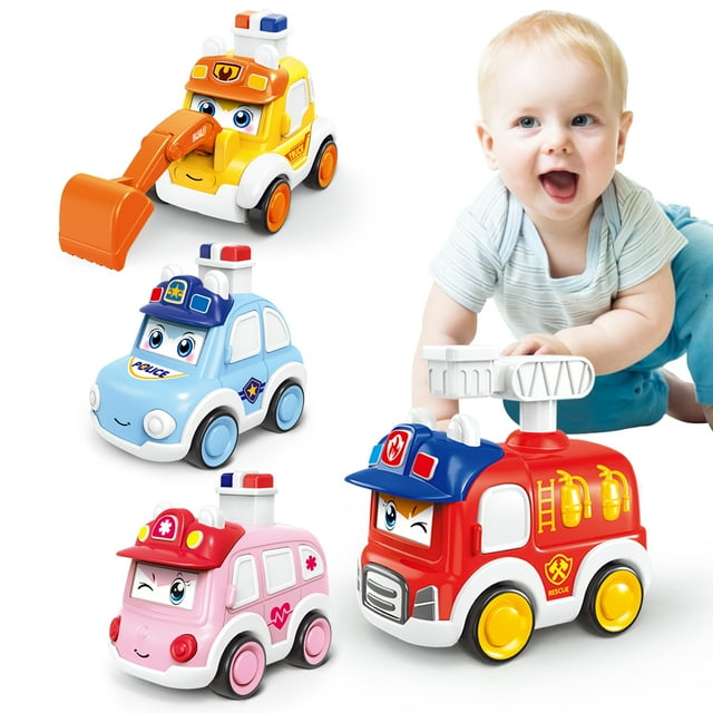 Baby Toy Cars for 2 Year Old Boy, Toddler Push Go Toy Wind Up Cars 4PCS ...