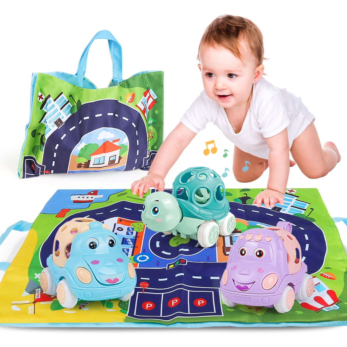 Baby Toy Car 18 Months Babies, Soft Rubber Push and Go Car for 1 2 Year ...