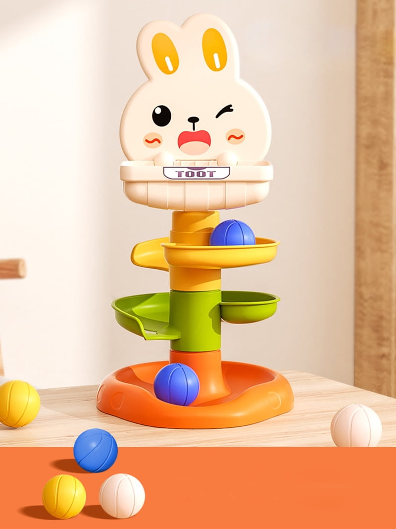 Baby Toy Rotating Rolling Ball Pile Tower Gliding Montessori ...