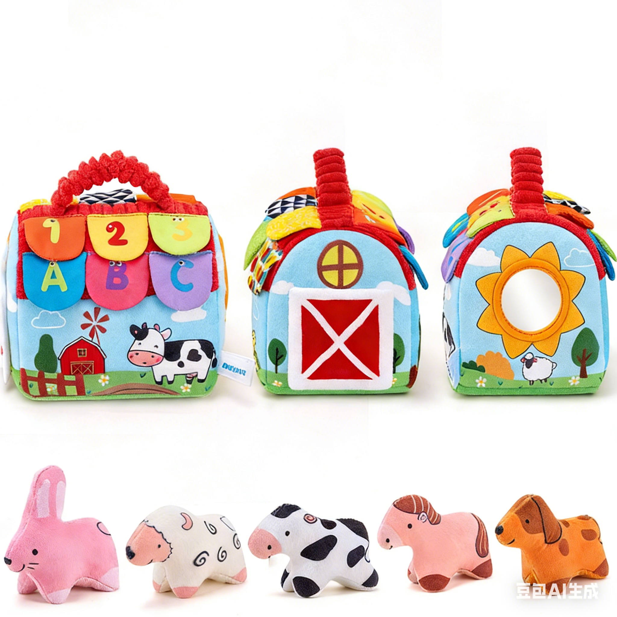 Baby Toys 6-12 Months, Soft Barn with Stuffed Farm Animals, Sensory ...