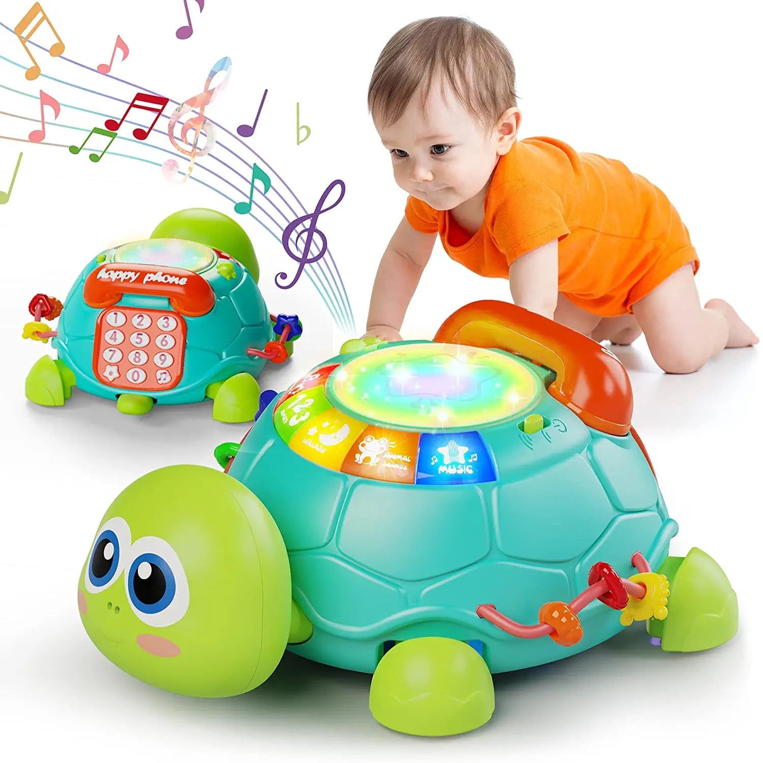 Musical Crawling Turtle Toy for 6-24 Months, Light & Sound, Ideal Gift ...