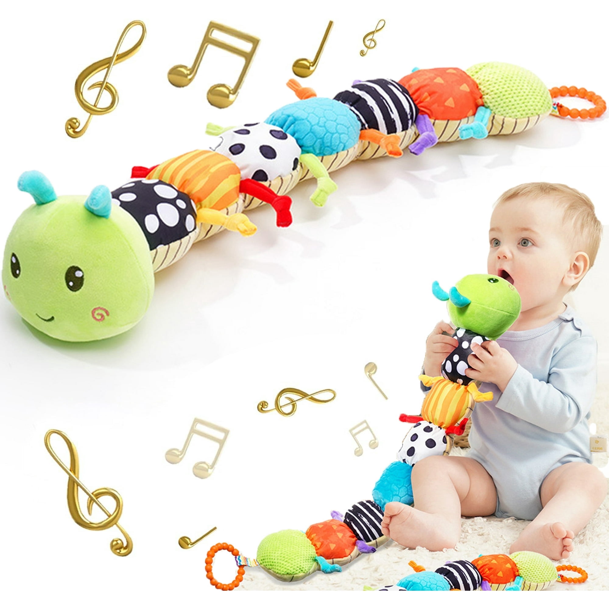 Futhstar Baby Toys 6-12 Months, Musical Caterpillar Tummy Time Rattle ...