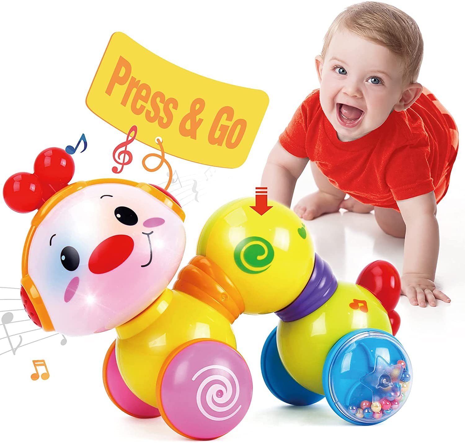 Aochakimg Baby Toys 6-12 Months Musical Press and Go Crawling Toys ...