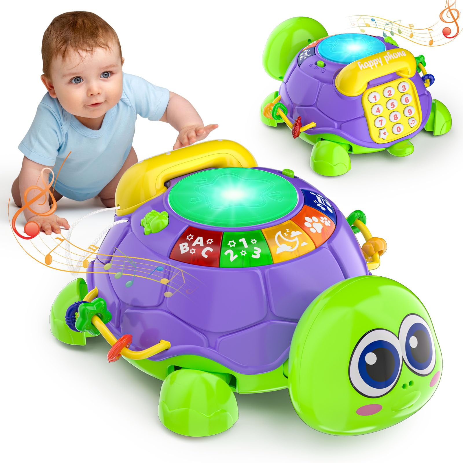 Baby Toys 6-12 Months, Musical Turtle Crawling Tummy Time Development ...