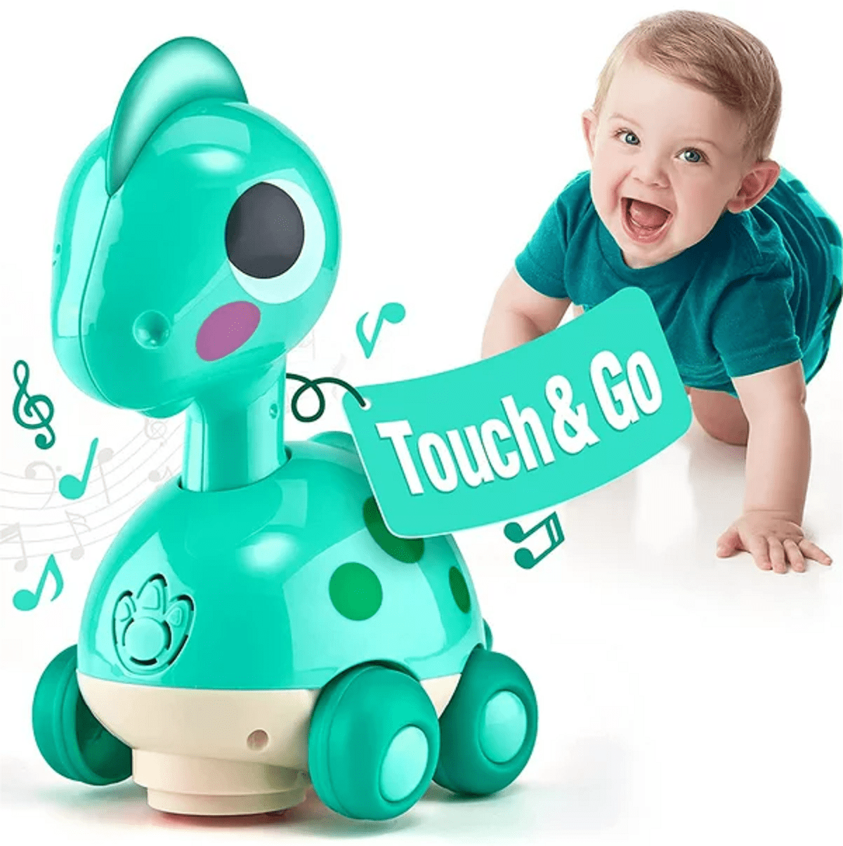 Touch & Go Music Light Dinosaur Baby Crawling Toy - Ideal for 6-18 ...