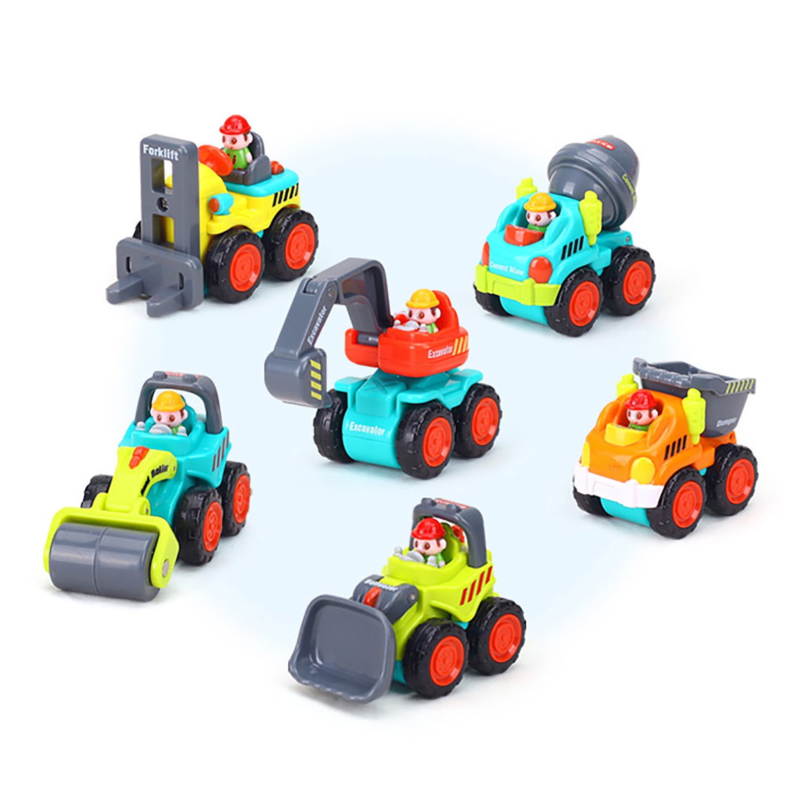Baby Toys 6-Piece Sturdy Construction Vehicles Car Toy Set Rounded ...
