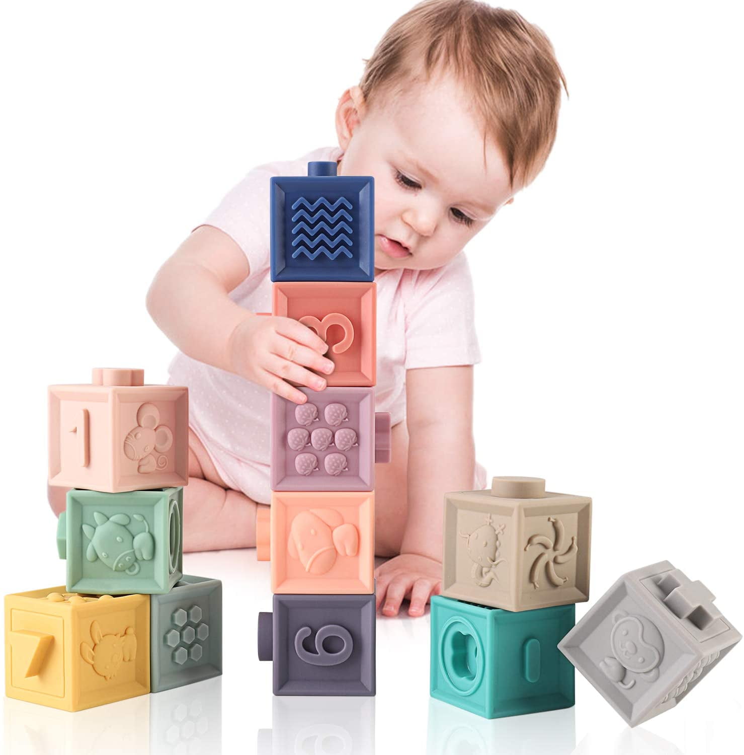 Baby Toys Blocks, Soft Blocks for Babies 6 Month Baby Toys Teething ...