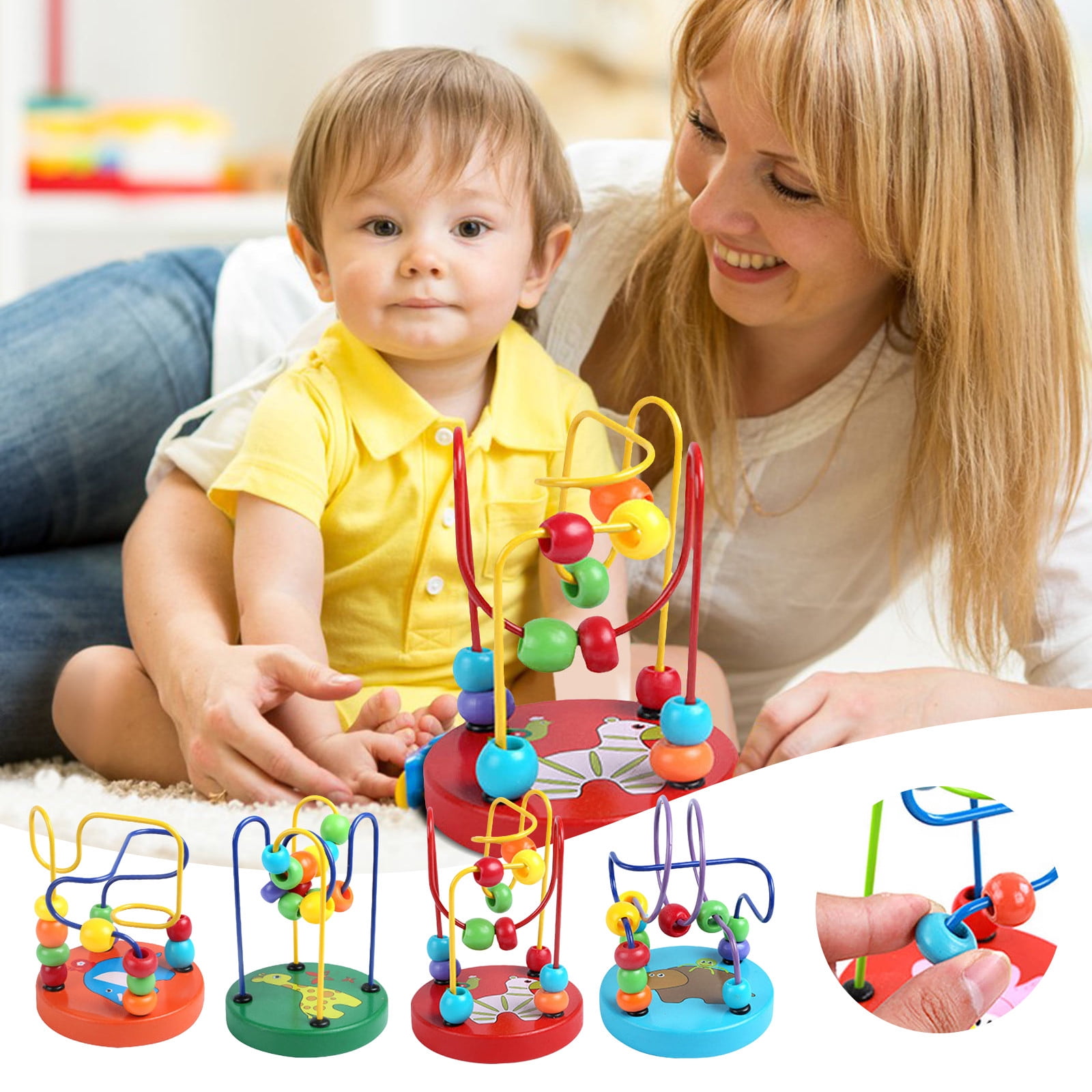 Baby Toys Mini Small Bead Educational Colorful Baby And Children Mini Bead Wire Maze Roller ...