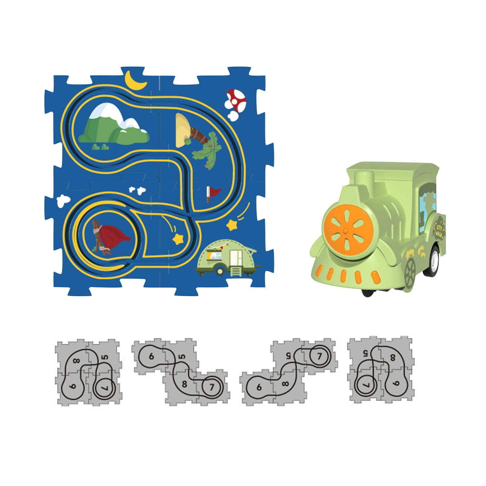 Baby Toys Space Puzzle Rail Car Electric Puzzle Piece DIY Boy Car ...