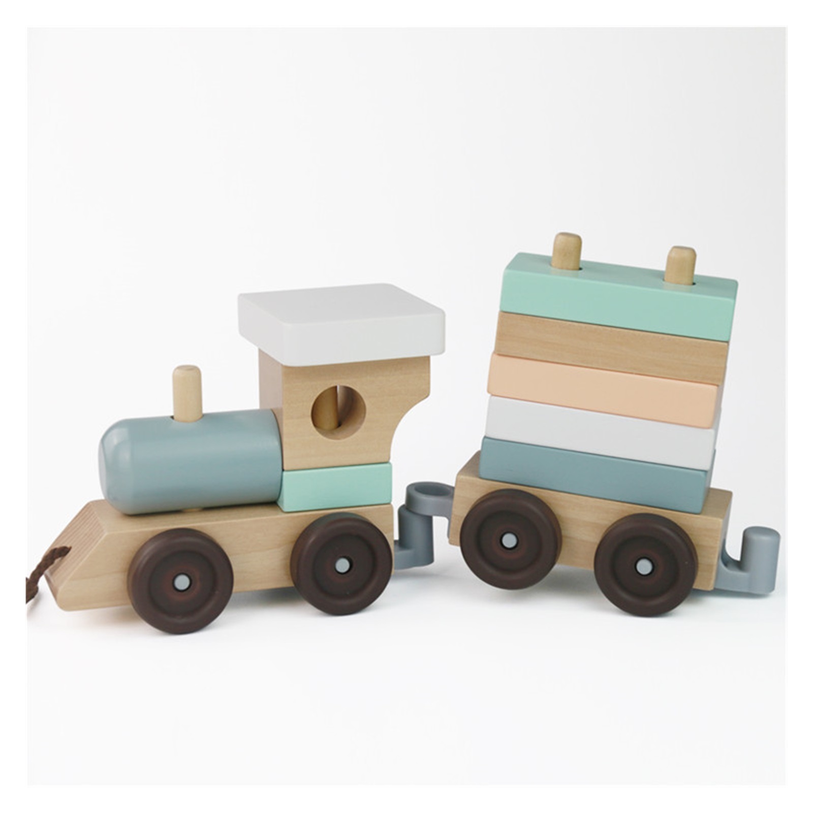 Baby Toys Train Solid Wood Block Small Train Montessori Toys Early ...