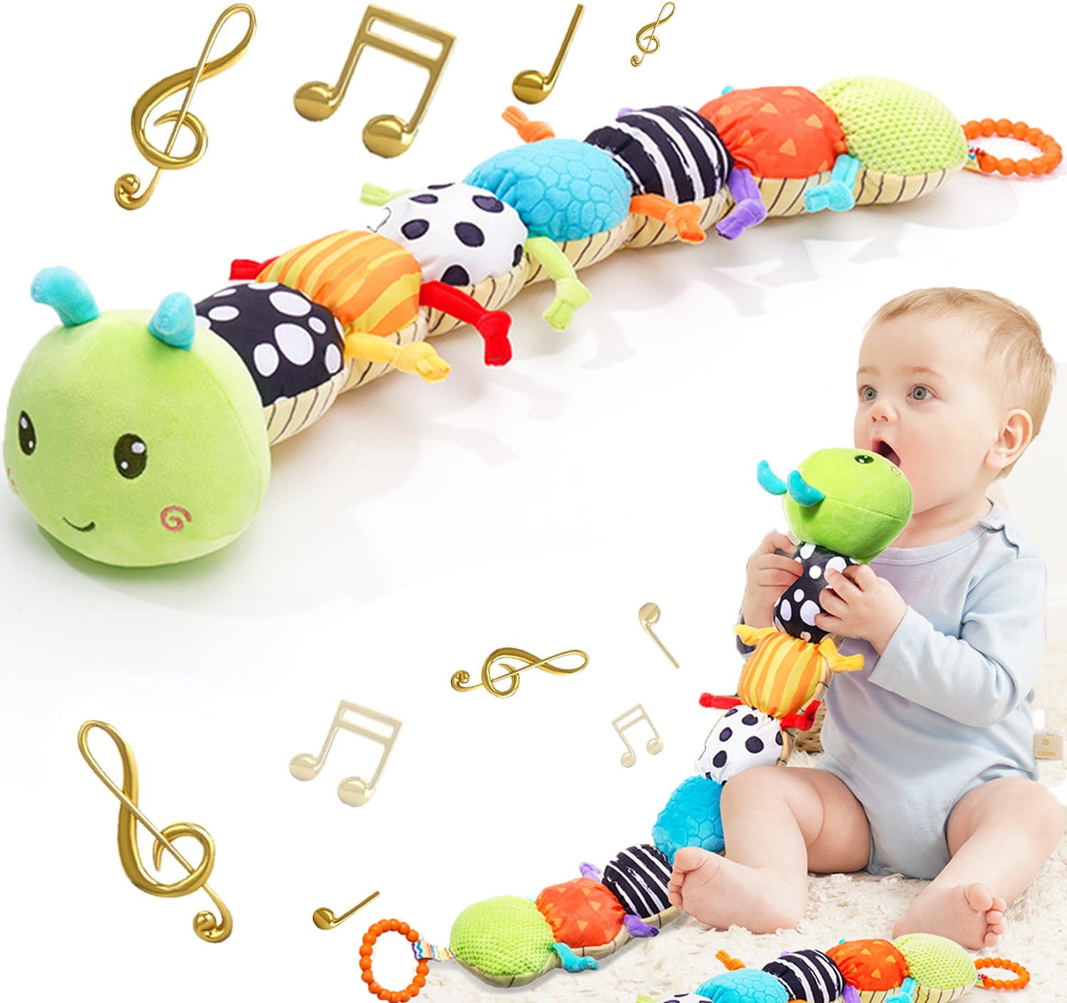 Infant Baby Musical Stuffed Animal Activity Soft Toys with Crinkle ...