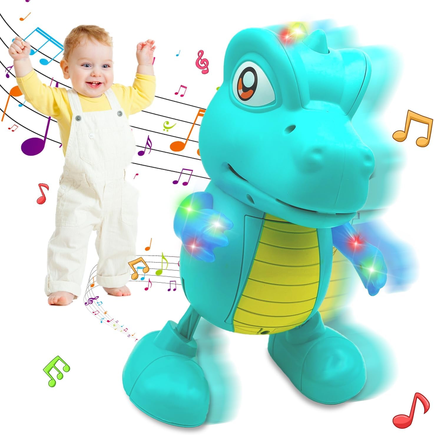 Baby Toys for 12-24 Months,Musical Dinosaur Crawling Toys, Early ...