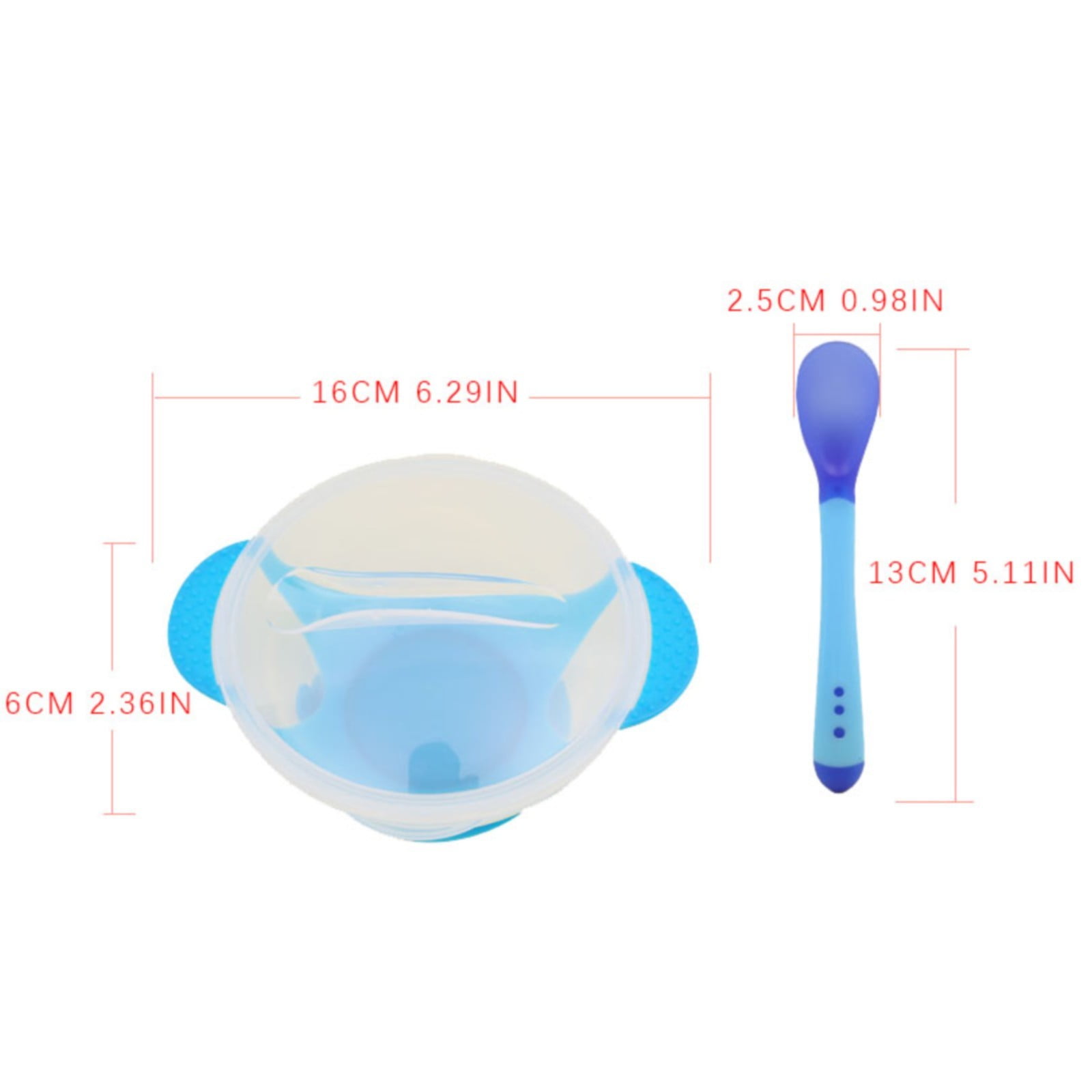 Baby Training Dinner Bowl & Spoon Set with Anti-Slip Suction Cup Base ...
