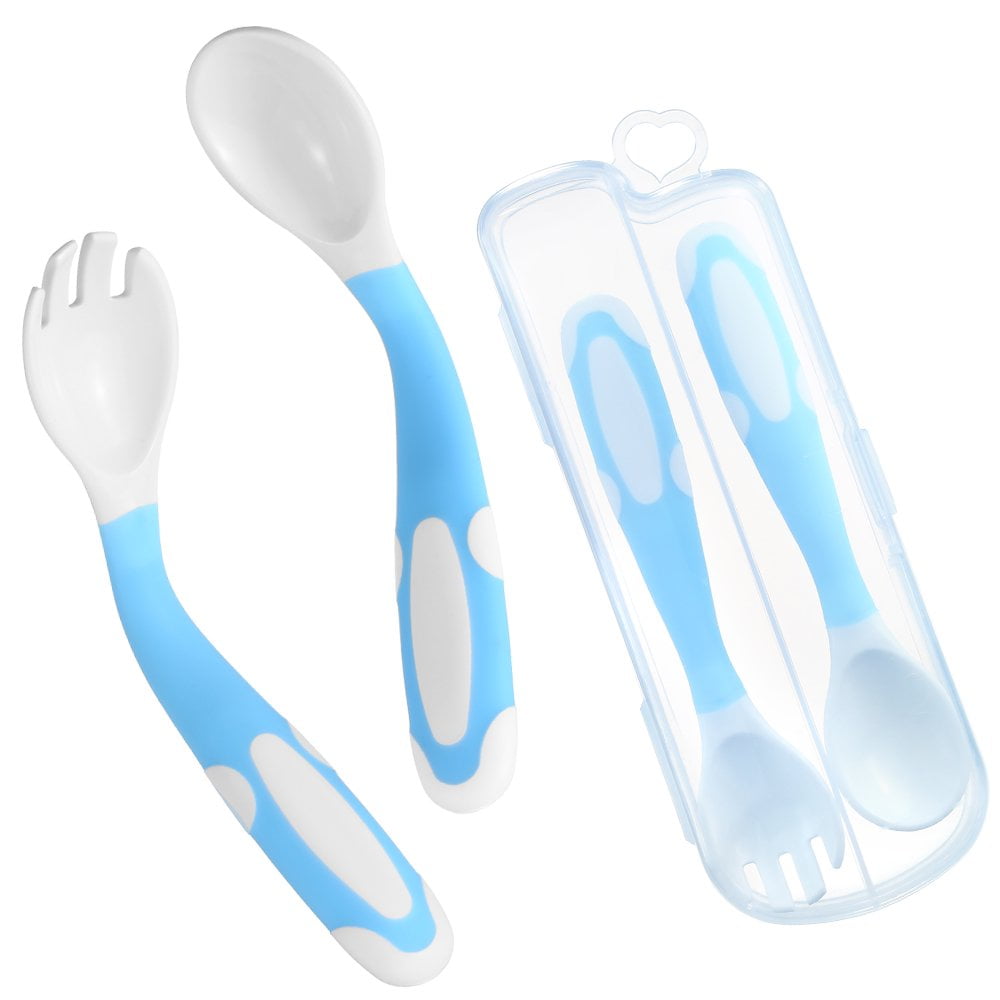 Walmart Baby Training Spoon & Fork Set, Toddler Feeding Utensils, Self-Feeding Learning ...