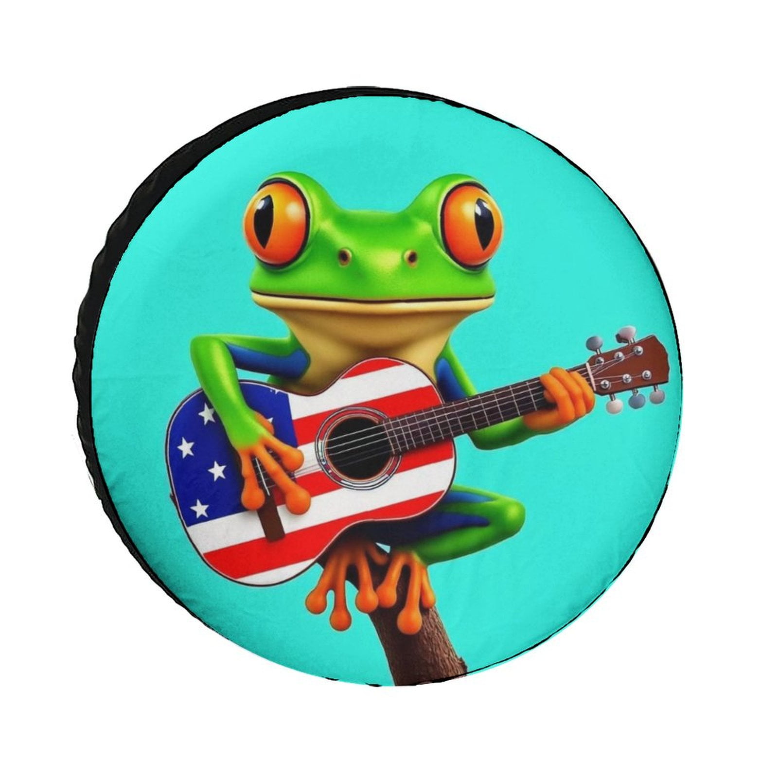 Baby Tree Frog Playing American Flag Guitar Spare Tire Cover 14-16inch ...
