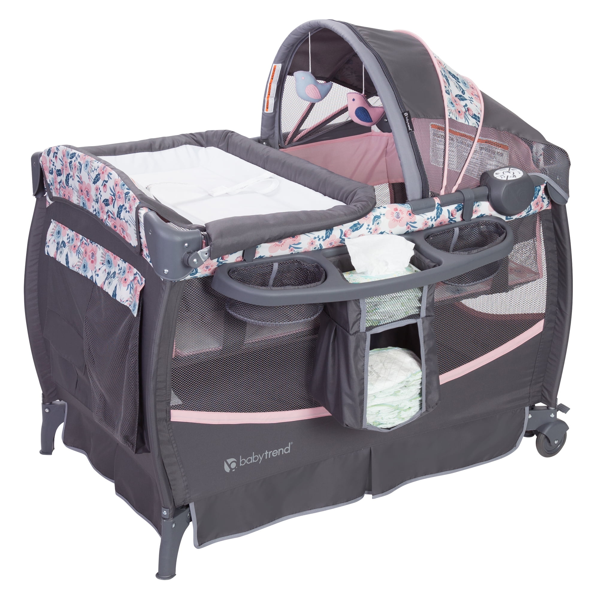 Baby Trend Deluxe II Nursery Center, Portable Bassinet, Playard with ...