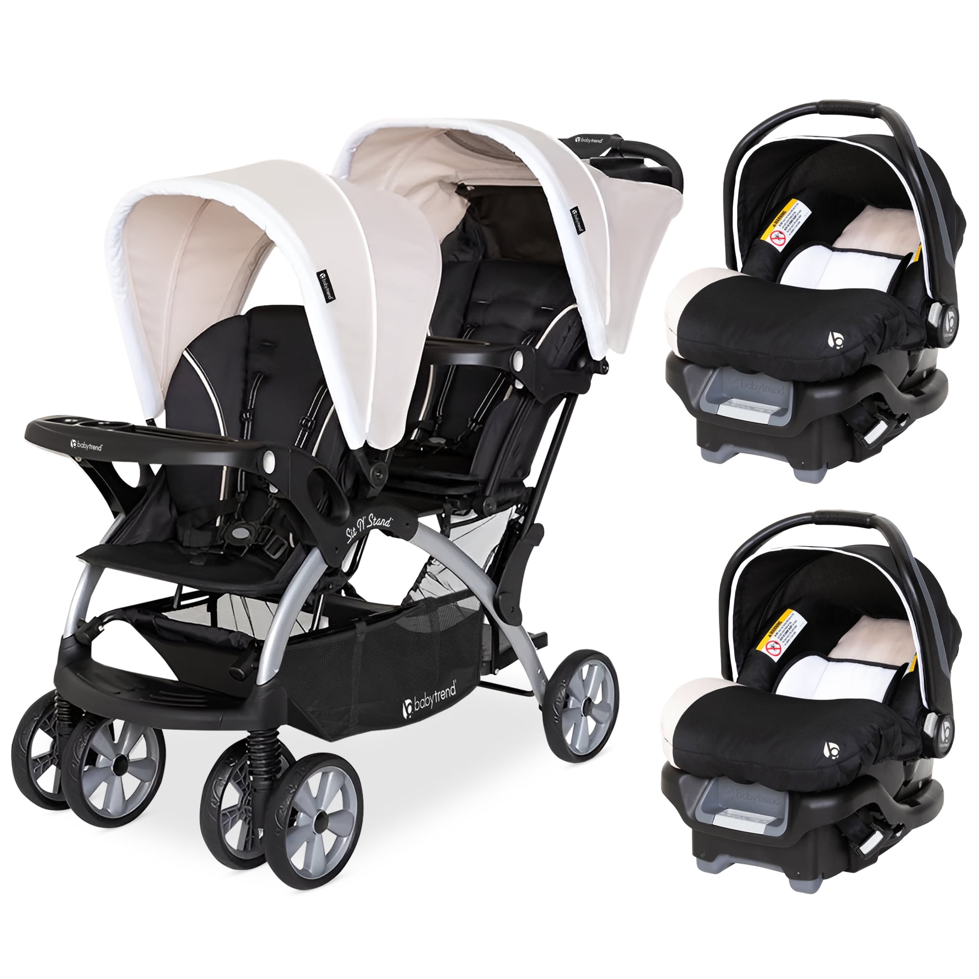 Baby Trend Double Stroller w/ Infant Car Seats, Sit N' Stand & Ally 35 ...