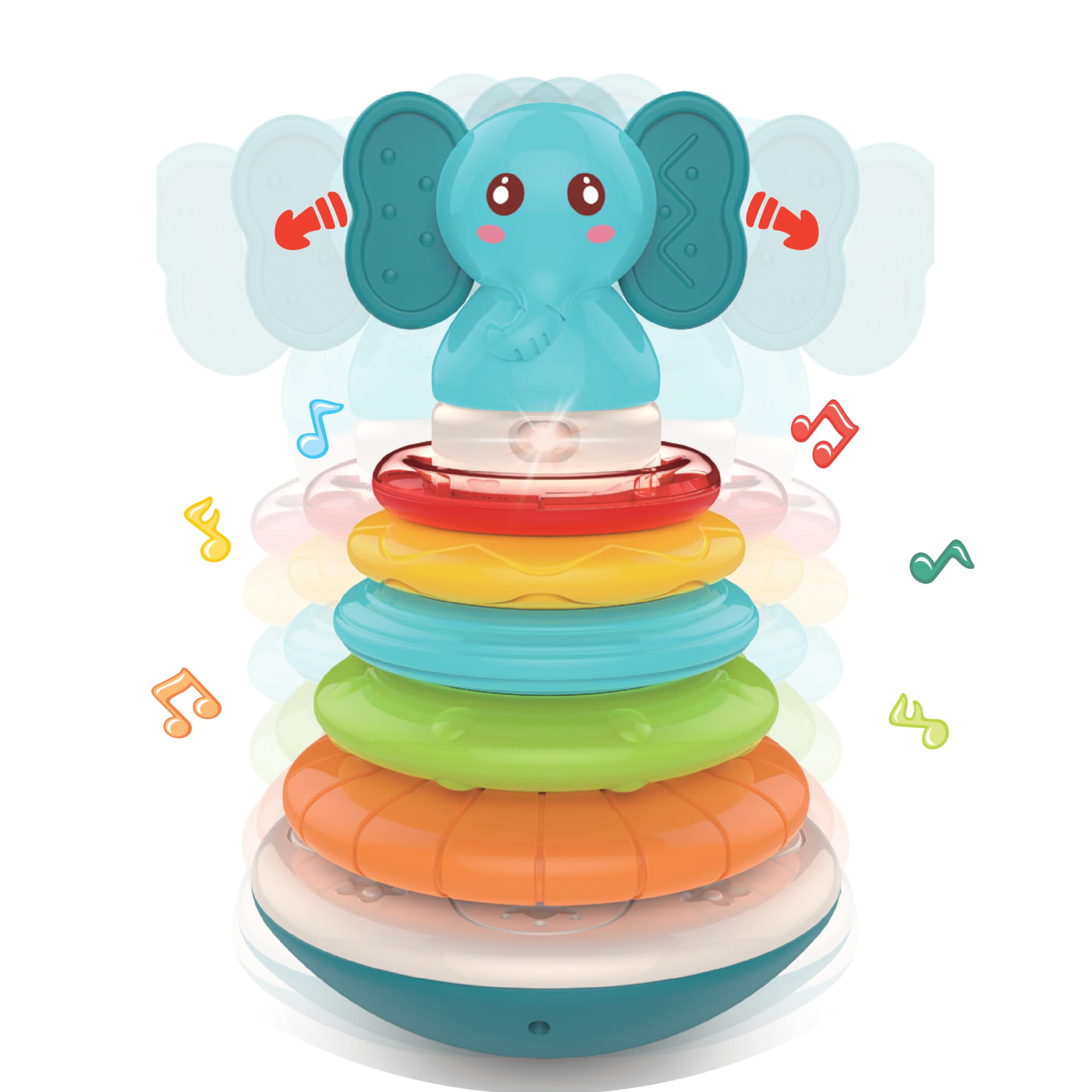 Baby Tummy Time Toys - Musical Stacking Rings For Toddlers 1-3, Sensory ...